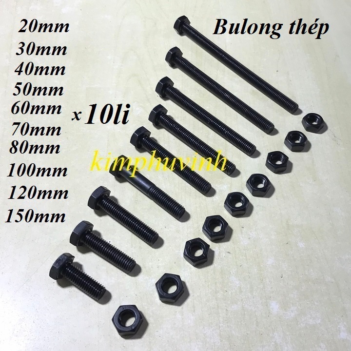 M10 BULONG CHỊU LỰC 10li - BULONG THÉP 10li - BULON ĐEN 8.8 ( BULON ...