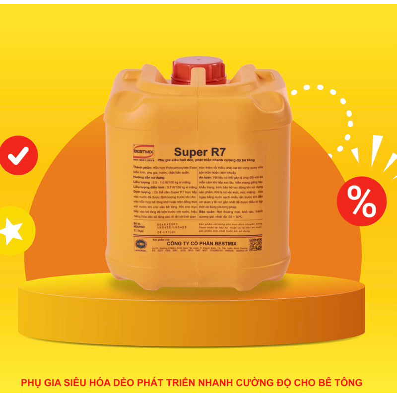 [Hỏa Tốc] Can 5 Lít Phụ Gia Siêu Dẻo Super R7 Tăng Cường Độ Cho Bê Tông Bestmix Tương Đương Với ...
