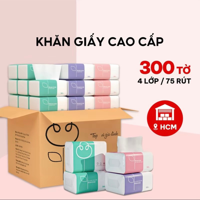 [Thùng 30 gói] Khăn giấy ăn TopGia 4 lớp 300 tờ | Shopee Việt Nam