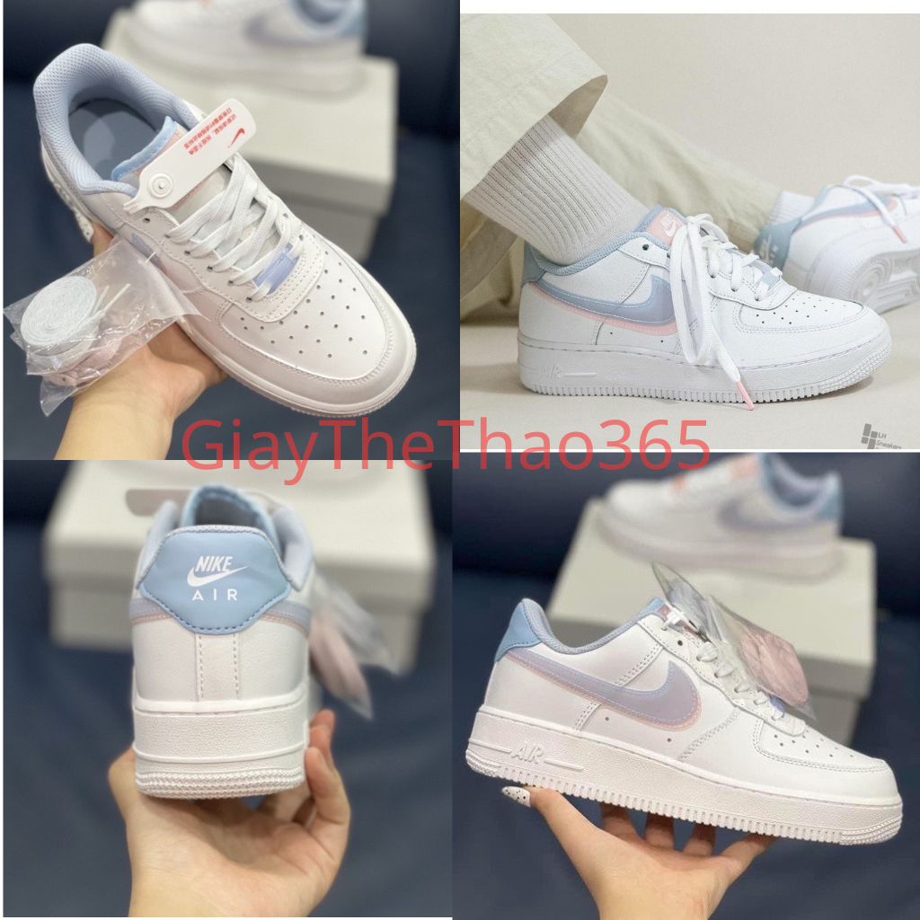 Giày AF1 LV8 xanh hồng cho nữ full box, giày air force 1 low lv8 double swoosh light armory blue ...