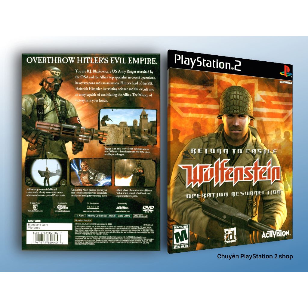 Đĩa game PS2, Return to Castle Wolfenstein: Operation Resurrection (bắn ...