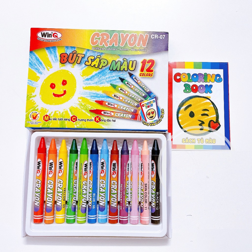 [CR07] Bút Sáp Thơm / Bút Sáp Màu Thơm / Bút Tô Màu / Sáp Màu 12 Màu Win Q Crayon CR 07/ CR-07 ...