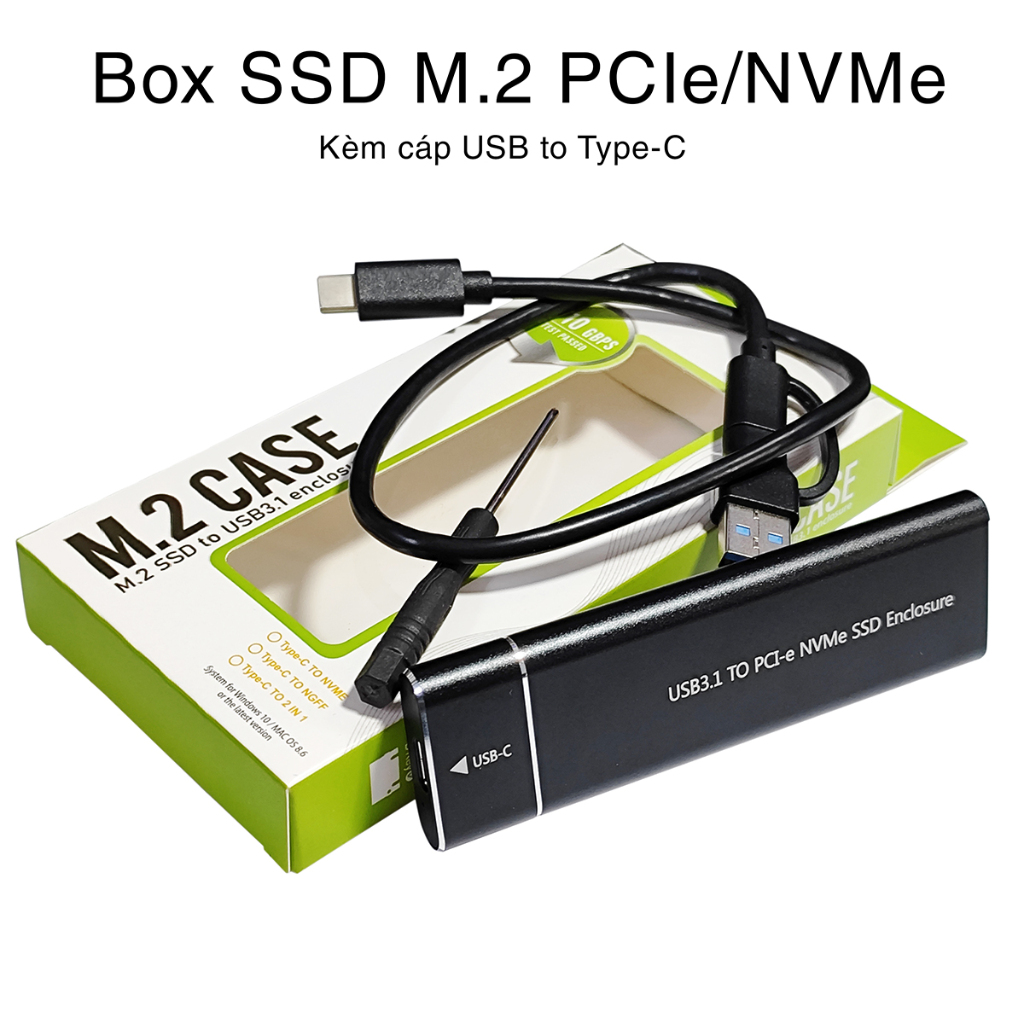 Box SSD M2 Nvme Chính Hãng, Biến ổ SSD M2 Nvme thành ổ di động, kèm cáp ...