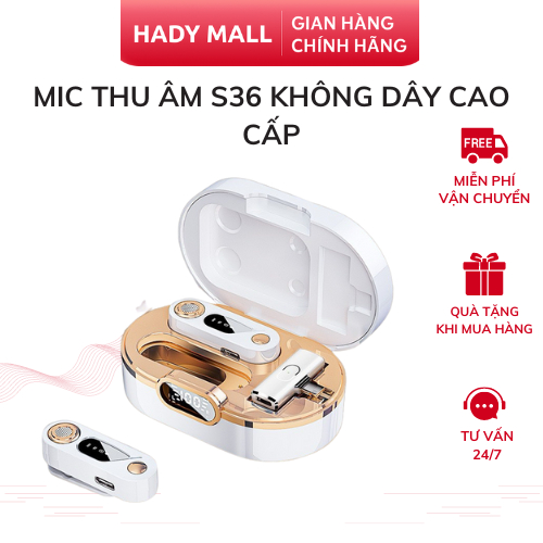 Mic Thu Âm S36 Không Dây Cao Cấp Lọc Tạp Âm, Giảm Ồn Chuyên Nghiệp Dùng Cho Livestream, Vblog ...