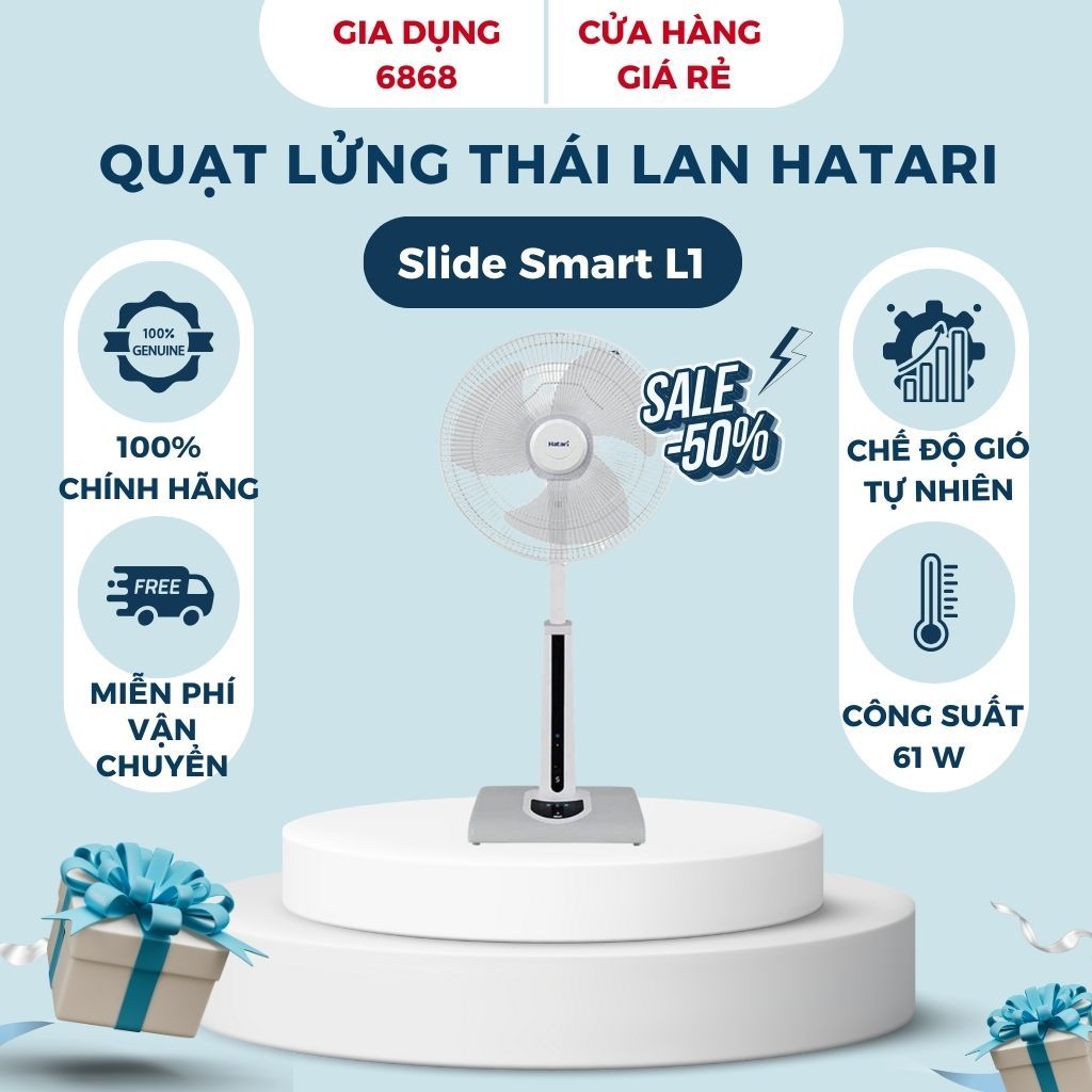 Quạt lửng Thái Lan Hatari Slide Smart L1 có điều khiển, Cảm ứng ,sải cánh 450mm - Hàng chính ...