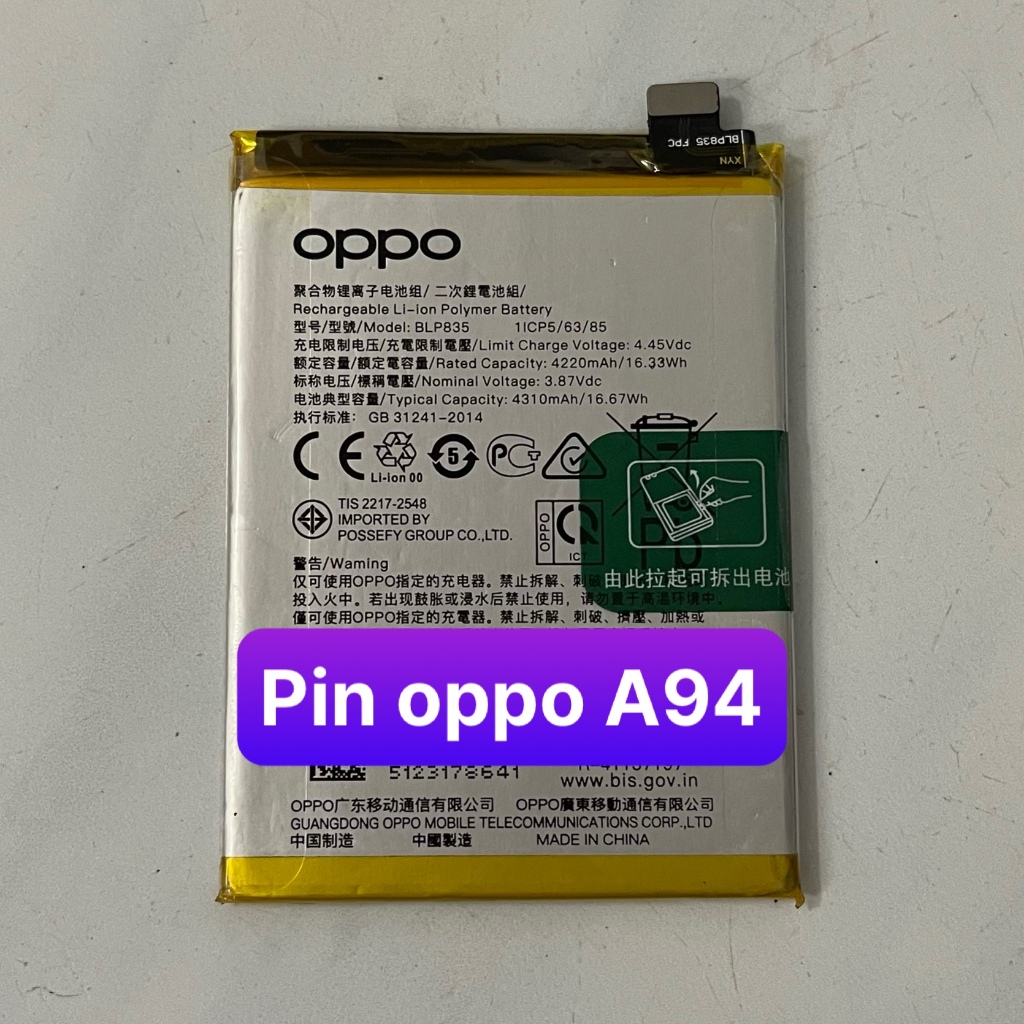 pin oppo A94 model BLP835 dung lượng 4310mAh,chính hãng | Shopee Việt Nam