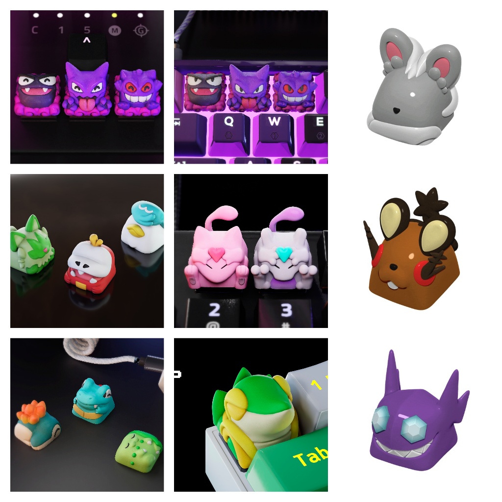 Phôi keycap Pokemon-Gengar, Fluecoco, Quaxly, Sprigatito, Cinccino ...