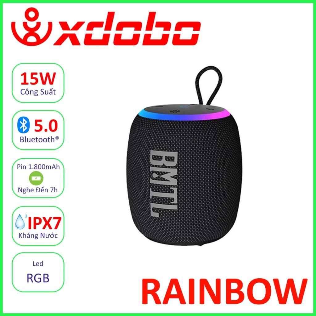 Loa Bluetooth mini Xdobo BMTL rainbow Chống Nước IPX7, Công suất 15W ...