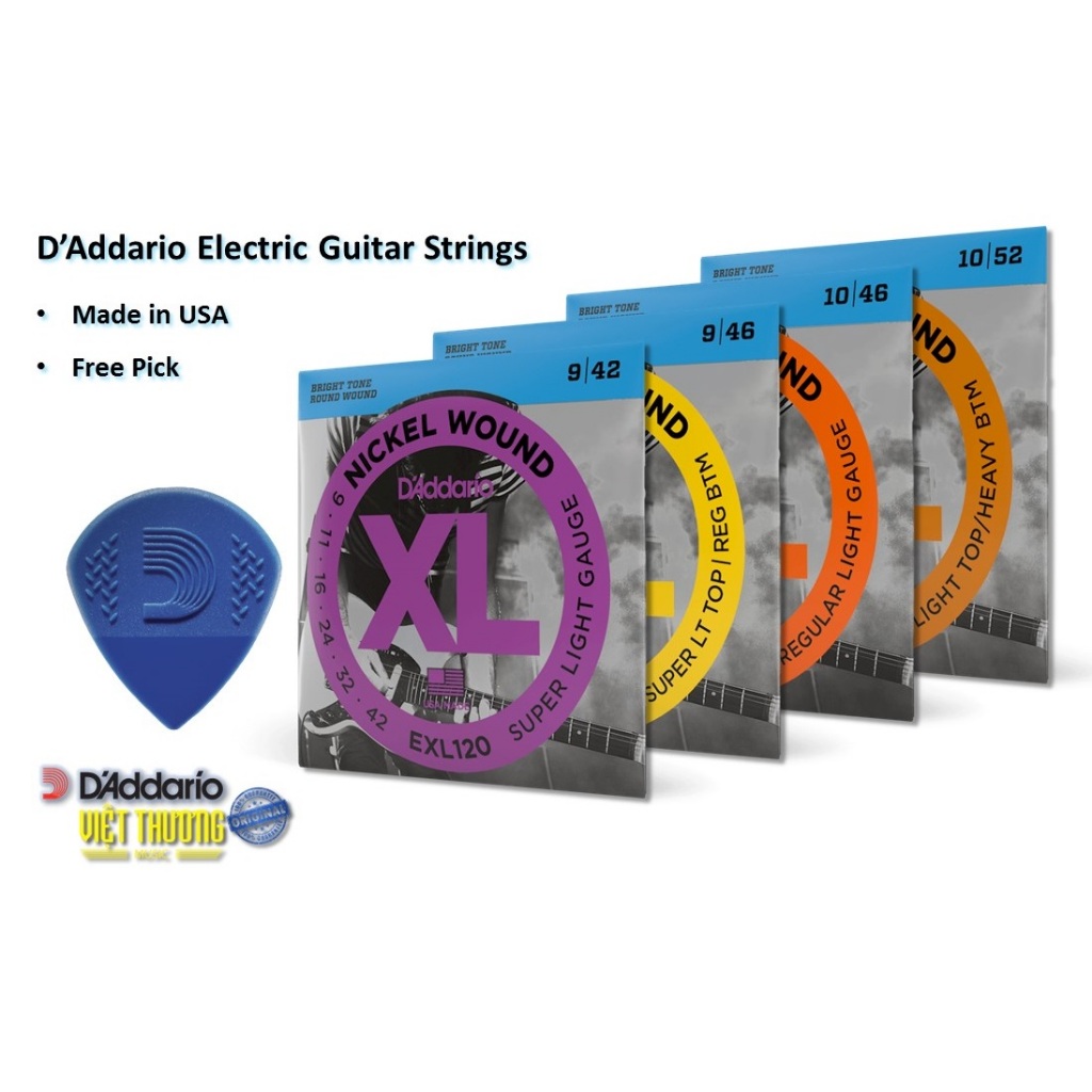 Dây đàn guitar điện D'addario electric guitar strings EXL120 EXL125 ...
