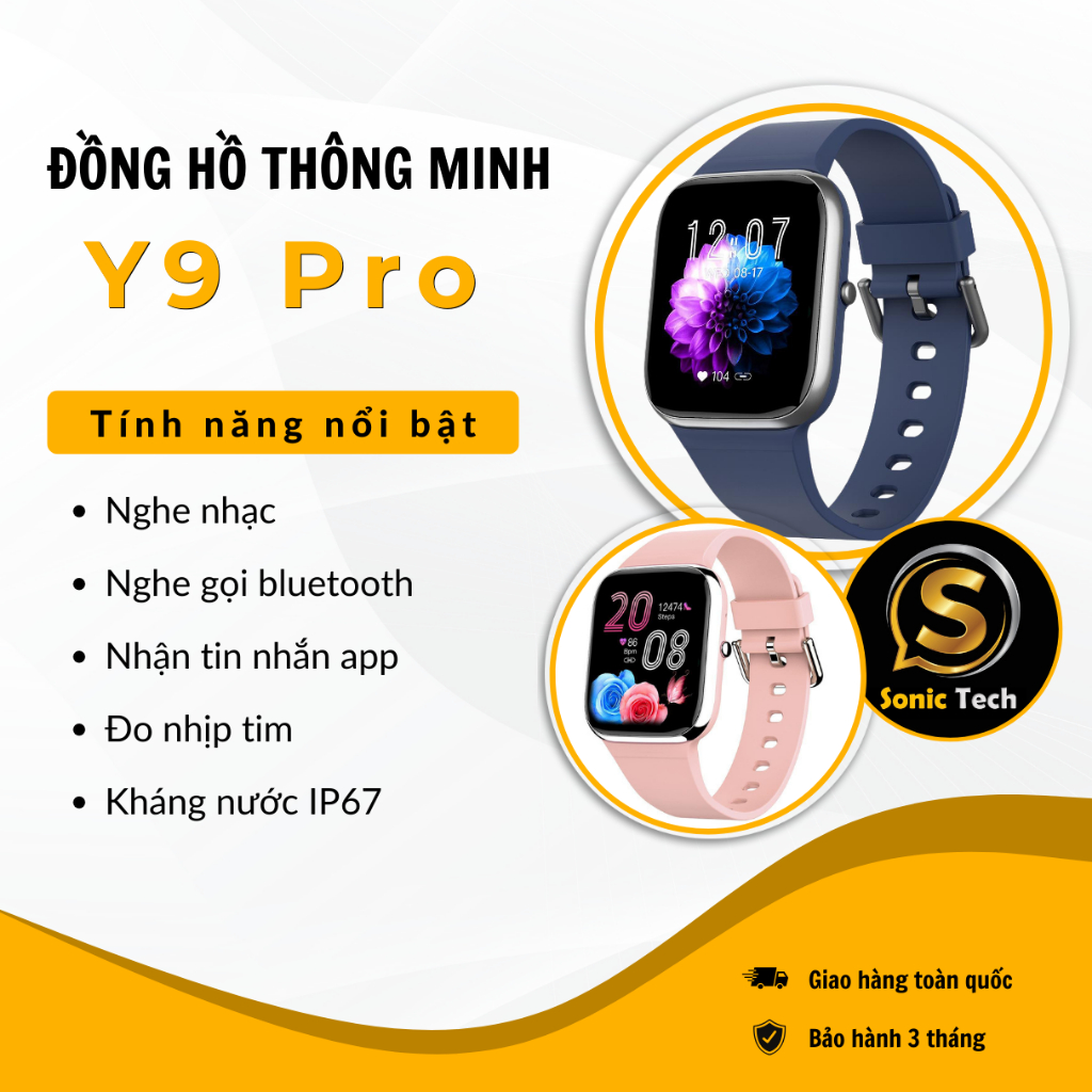 Đồng hồ,Smart watch Y9 Pro, nghe gọi bluetooth,nhận thông báo,theo dõi ...