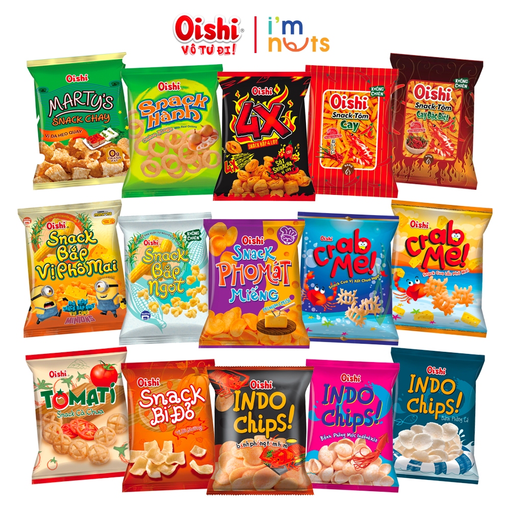 Combo 5 Gói Snack Bim Bim Oishi Đủ Vị Gói Lớn 68g | Shopee Việt Nam