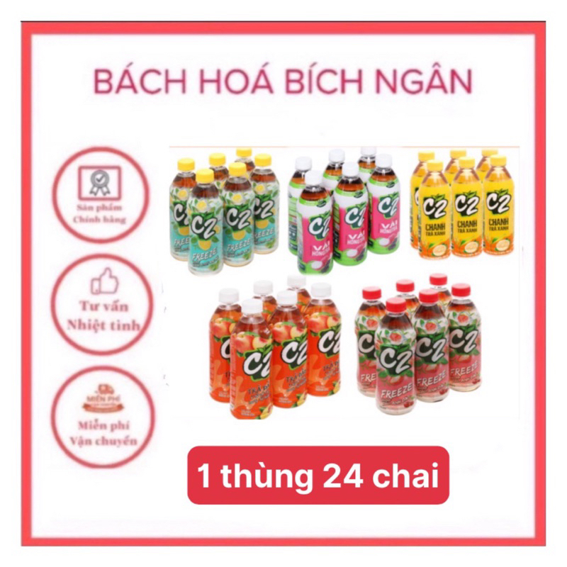 Thùng 24 chai trà xanh C2 hương dâu,hương đào ,hương chanh,hương vải ...