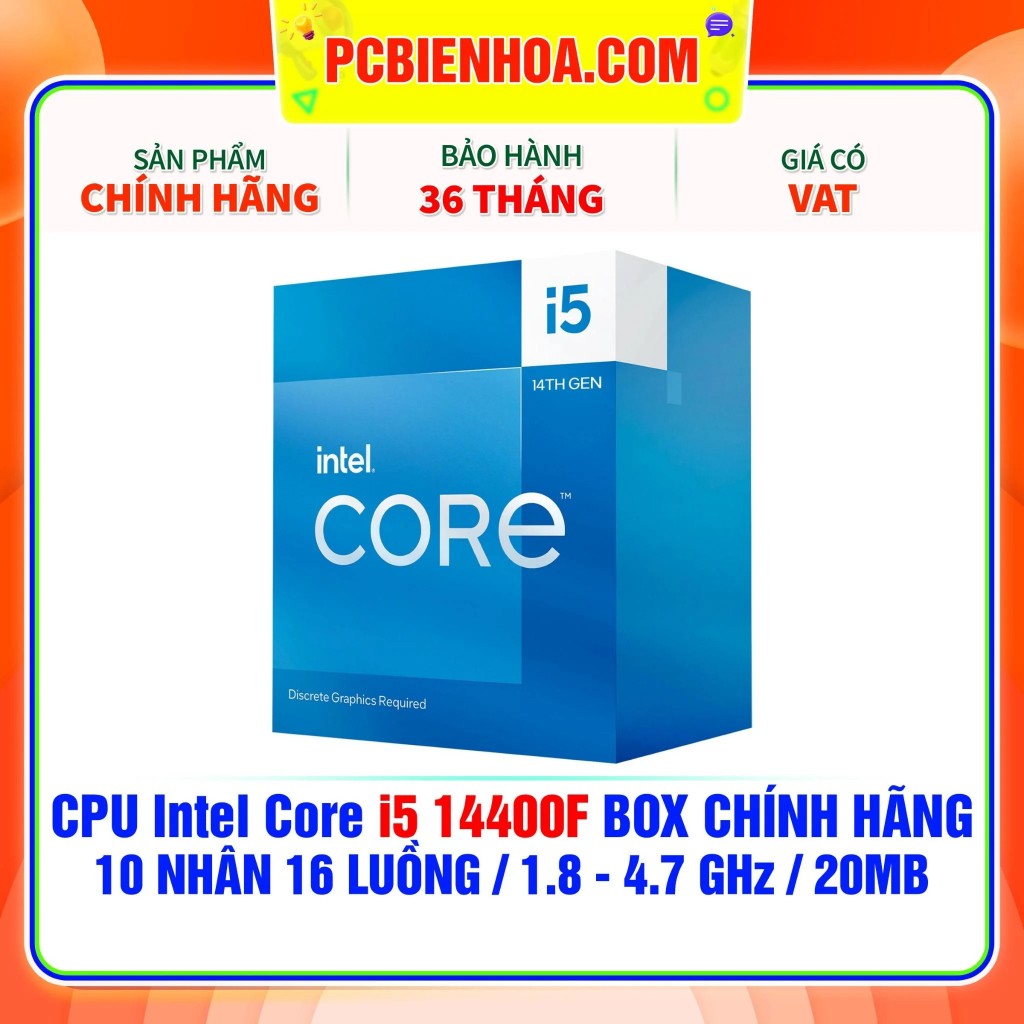 BỘ VI XỬ LÝ INTEL CORE I5 14400F / TURBO UP TO 4.7GHZ / 10 NHÂN 16 LUỒNG / 20MB / LGA1700-chính ...