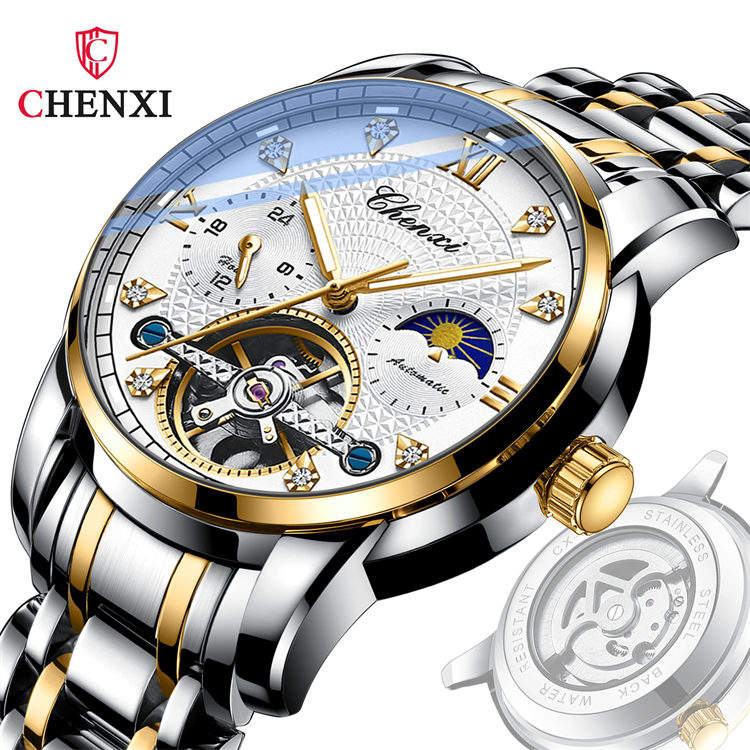 Đồng hồ cơ lộ máy Sun and Moon Chenxi Luxury CX-8870G | Shopee Việt Nam