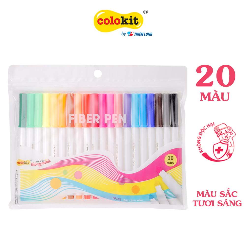 Bút lông 20 màu Fiber Pen Colokit - Bút lông màu rửa được | Shopee Việt Nam