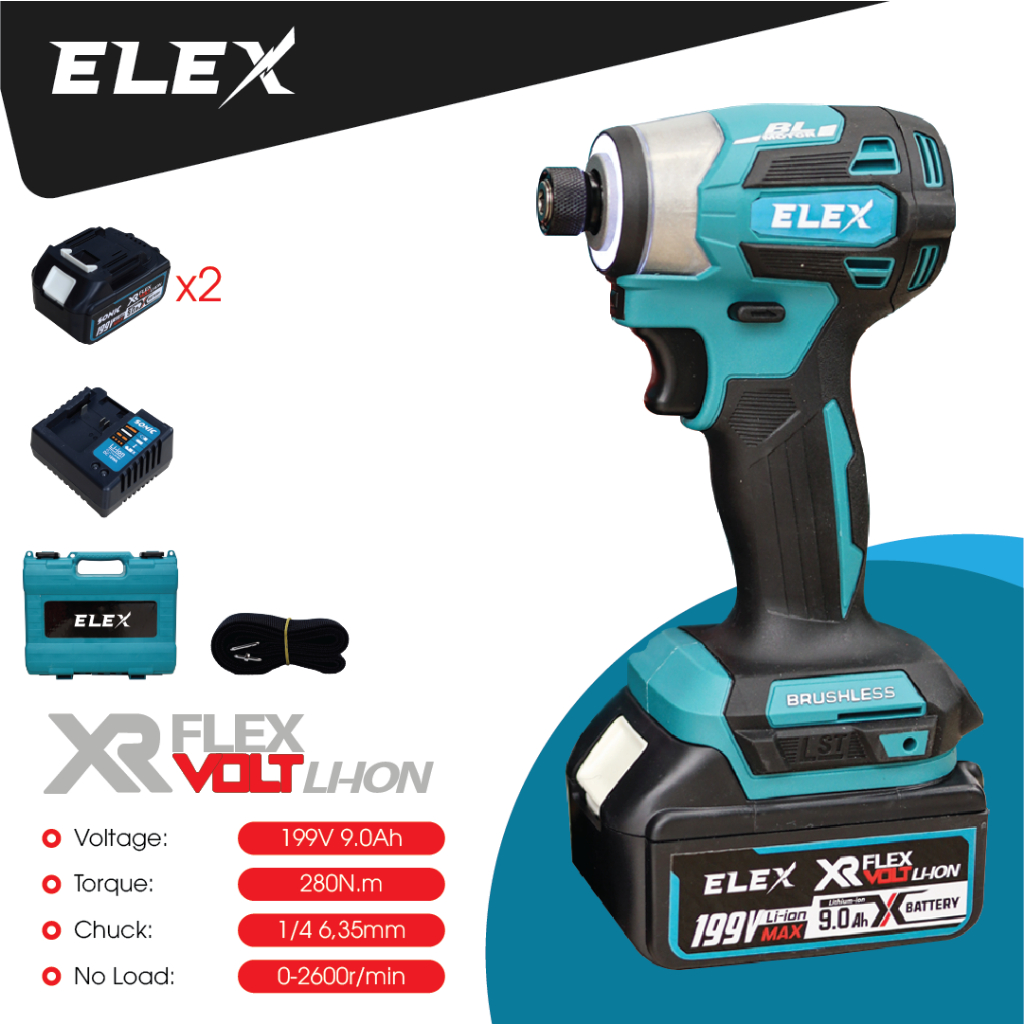 Máy bắn vít pin Elex không chổi than - Máy chuyên vít Elex 2 pin khủng 10 cell - máy vít cao cấp ...