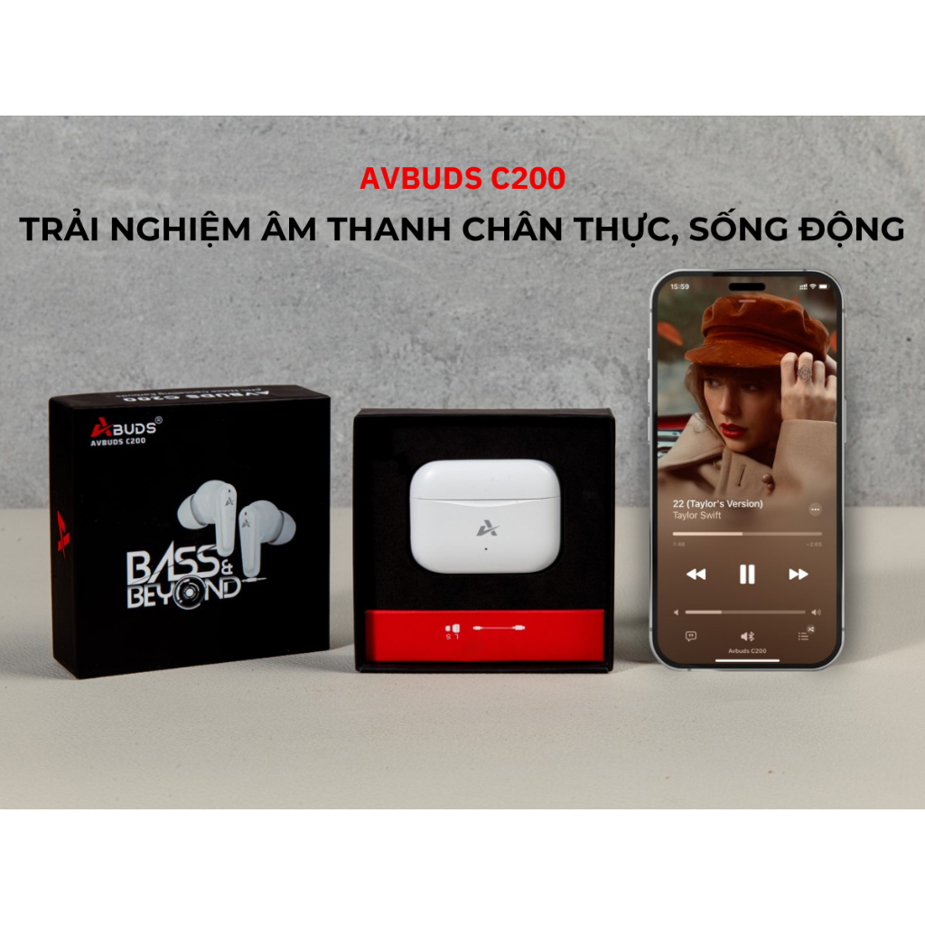 Tai Nghe không dây Avbuds C200, Thời Lượng Pin 24H, Chống Ồn, Bluetooth ...