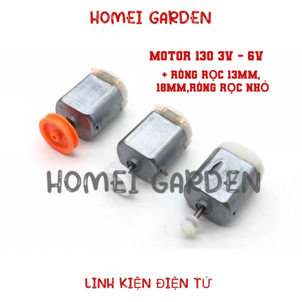 Motor 130 3V 6V và ròng rọc bánh xe 13mm 18mm 6x2mm DIY làm mô hình ...