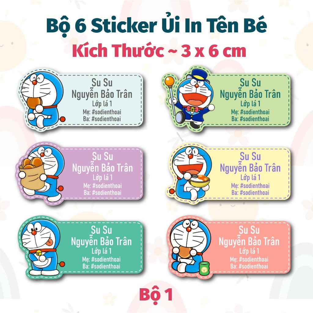 Logo In Tên Bé Theo Yêu Cầu, Set 6 Sticker Ủi Quần Áo Mẫu Doraemon ...