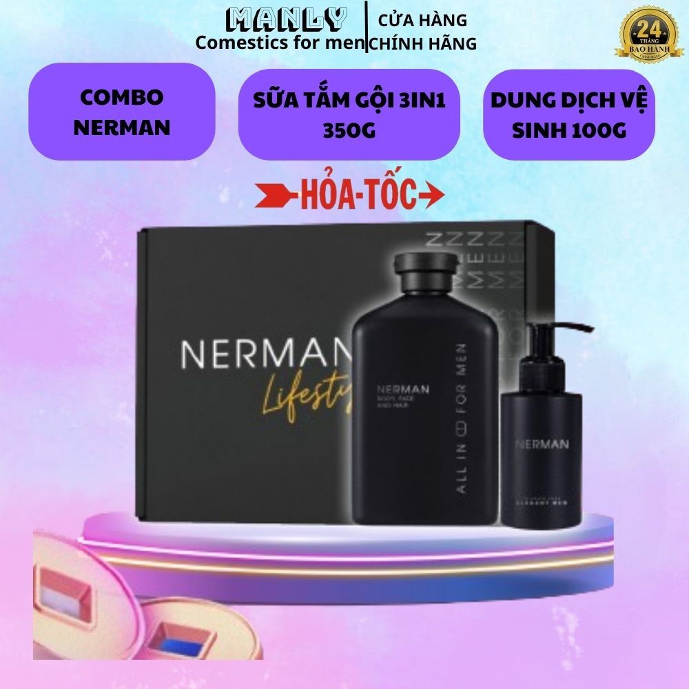 Combo lịch lãm Nerman - Sữa tắm gội hương nước hoa cao cấp 350ml & Gel ...