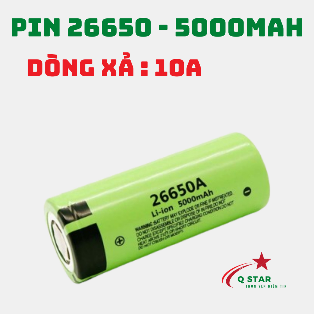 Pin 26650 Dung Lượng 5000mah Dòng Xả 10A Phù Hợp Cho Đèn Pin Siêu Sáng ...