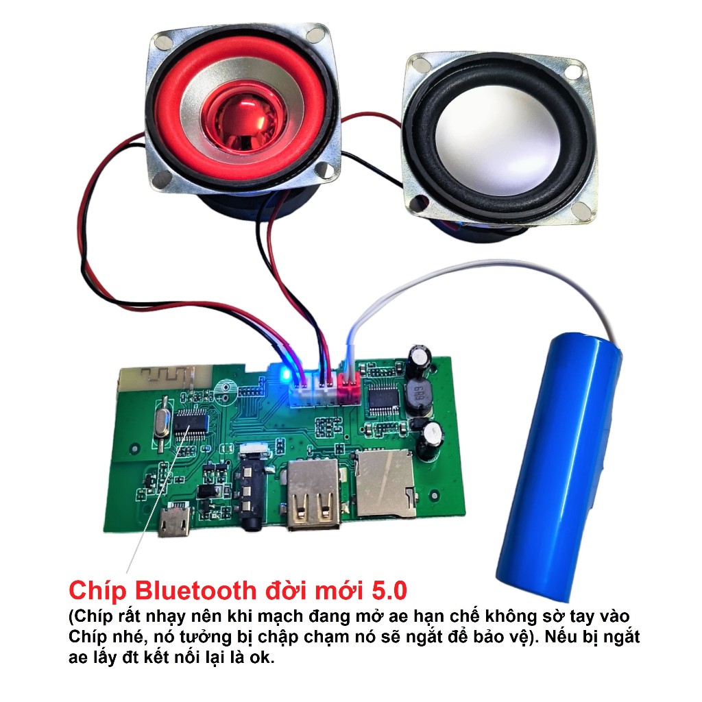 Mạch loa Bluetooth 5.0 K826 + 2 loa Xanh 5W + pin. Bán đủ đồ nghề chế ...