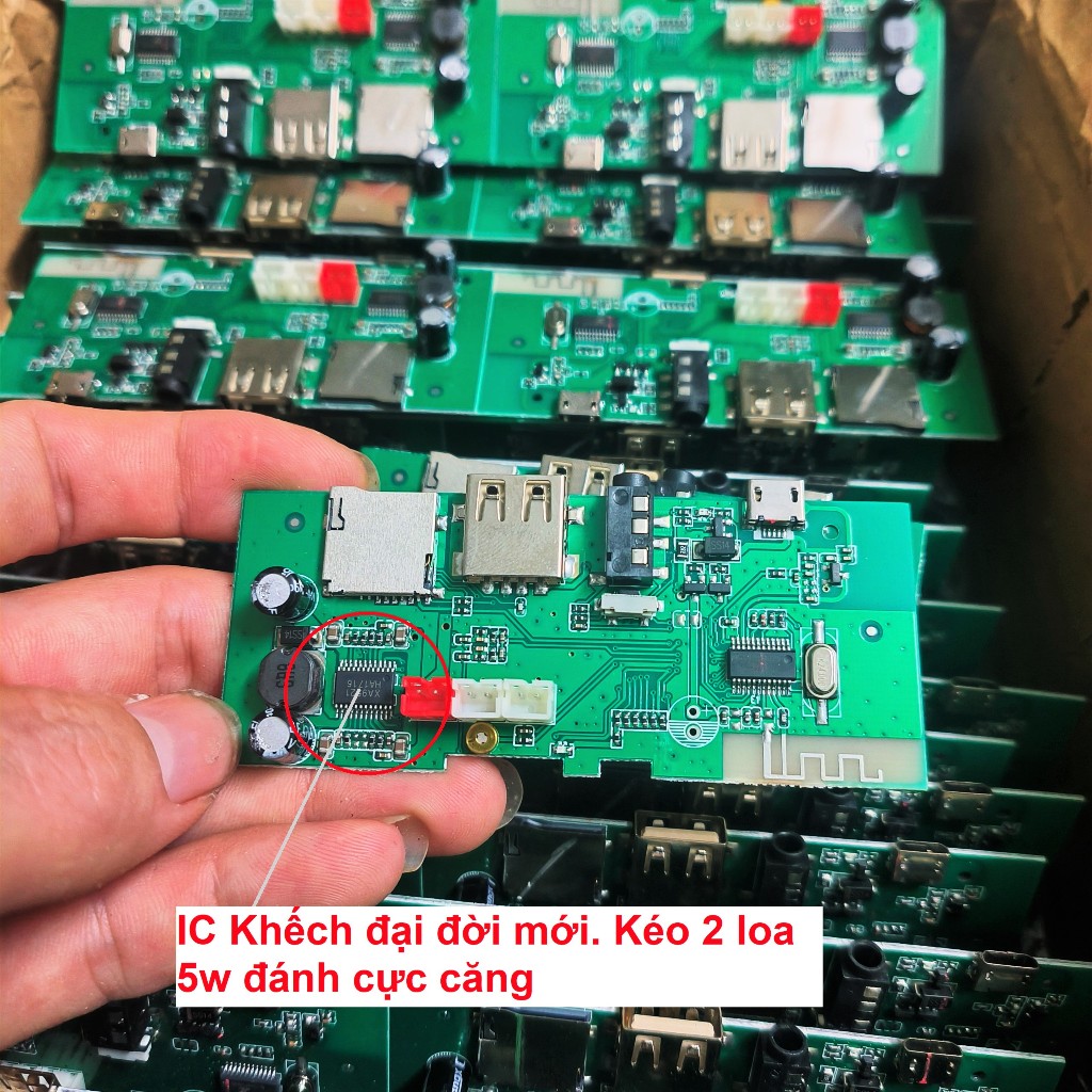 Mạch loa Bluetooth 5.0 K826 + 2 loa Xanh 5W + pin. Bán đủ đồ nghề chế ...