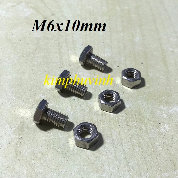 20 BỘ - M6x10mm BULONG INOX - BULON INOX 6li - ỐC INOX 6li | Shopee ...