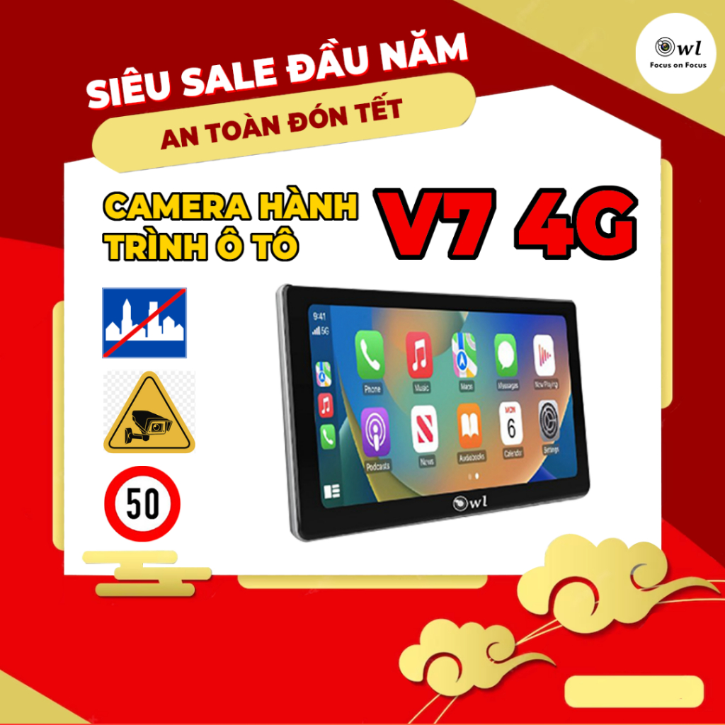 Camera hành trình kiêm màn hình Android V7 4G, Cảnh báo tốc độ, cam ...