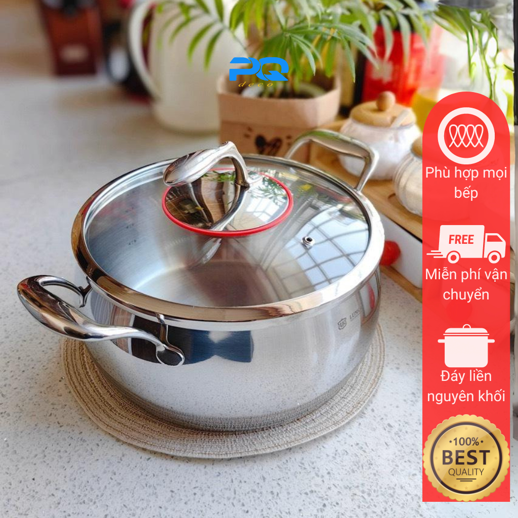 Nồi inox 304 lunkai 24cm bếp từ nấu canh hầm súp 5L bằng thép không gỉ ...