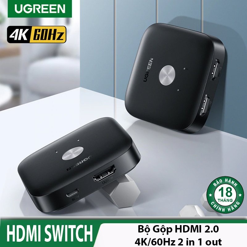 Bộ gộp HDMI 2 vào 1 ra Ugreen 80126 CM333 (HDMI 2.0 Support 4K@60Hz ...