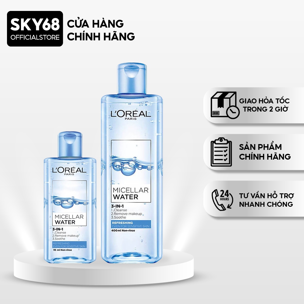 Nước Tẩy Trang Tươi Mát Cho Da Dầu, Hỗn Hợp L'OREAL Micellar Water 3-in-1Refreshing 95ml/400ml ...