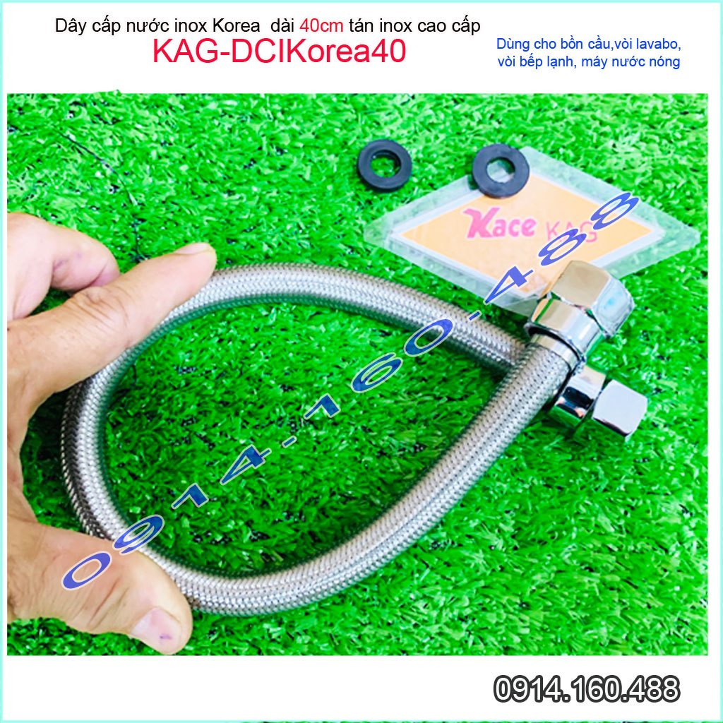 Dây cấp inox cao cấp KAG-DCIKorea40 ren trong D21 dài 40cm SIÊU SỊN, Dây dẫn nước tán Inox bọc ...