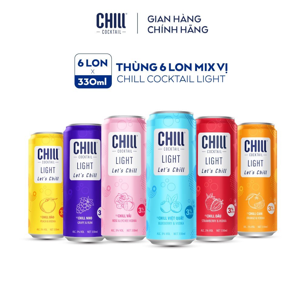 (Date 2027) Thùng 6 lon Chill Cocktail mix vị 330ml/lon | Shopee Việt Nam