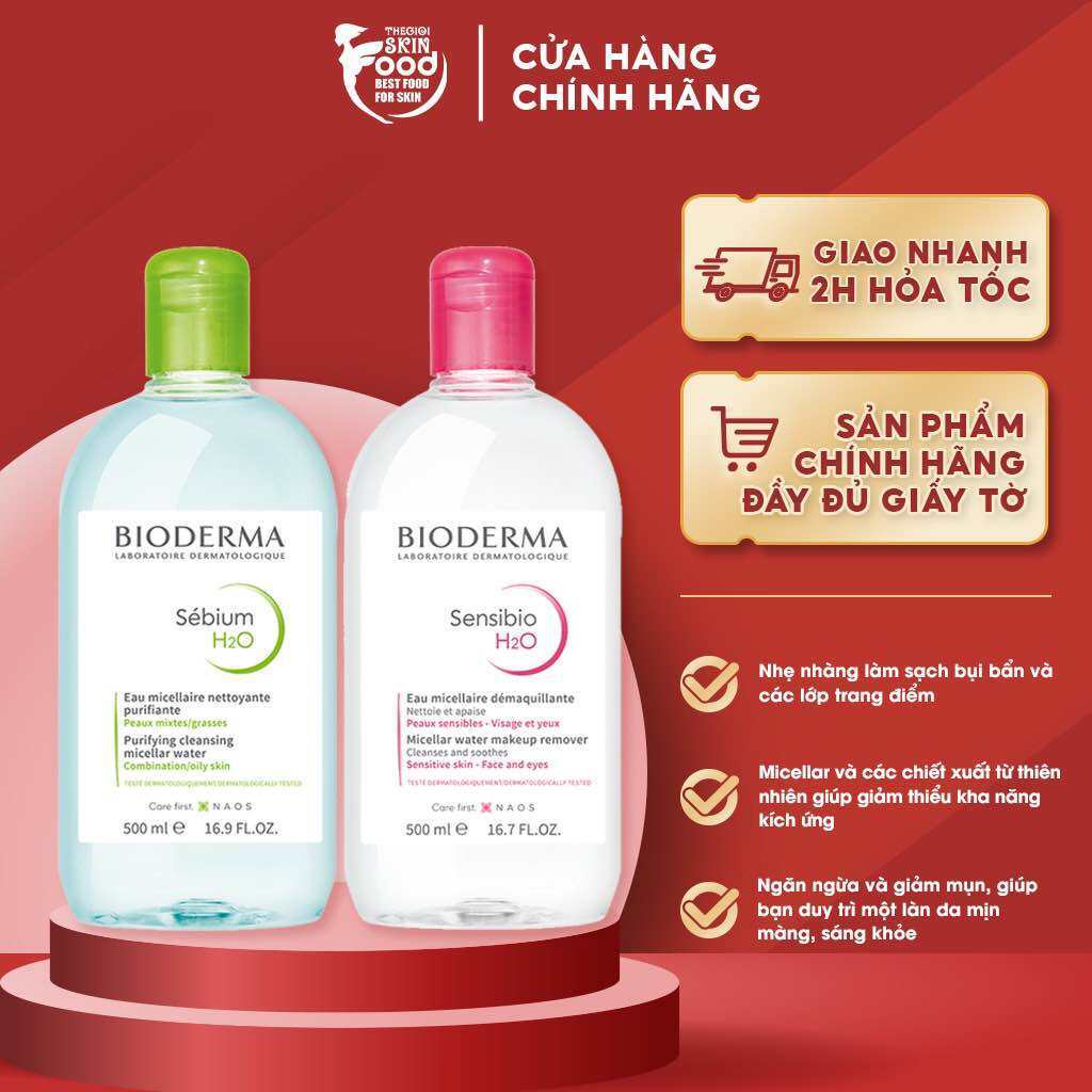 Nước Tẩy Trang Bioderma Chính Hãng Cho Da Dầu Mụn, Nhạy Cảm 500Ml (lemo ...