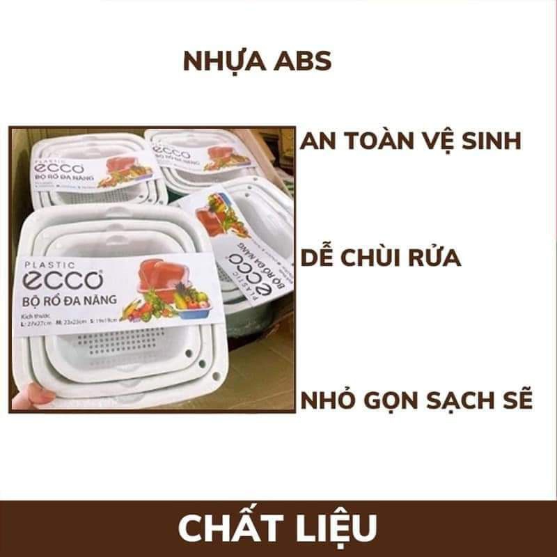 Bộ thau rổ nhựa vuông ECCO 6 món dày | Shopee Việt Nam