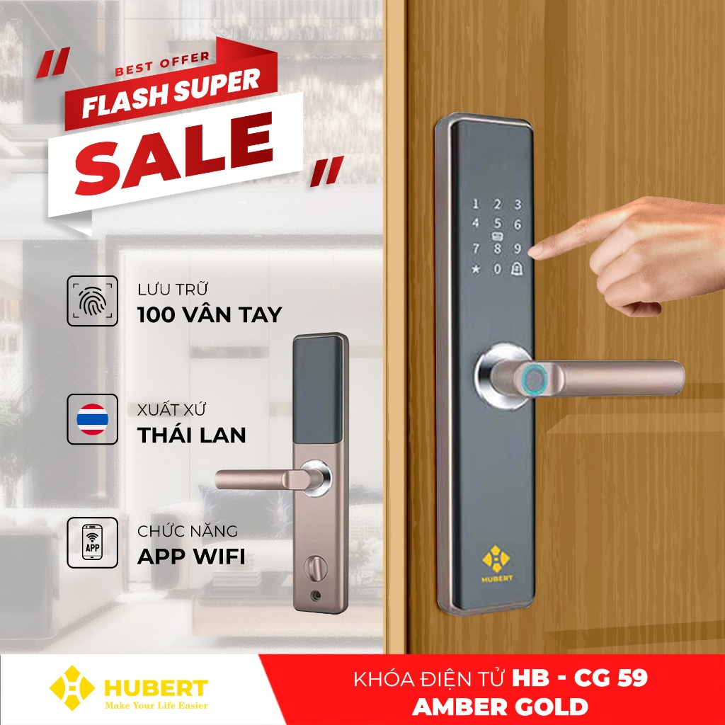 KHÓA ĐIỆN TỬ HURBERT HB CG59 AMBER GOLD | Shopee Việt Nam