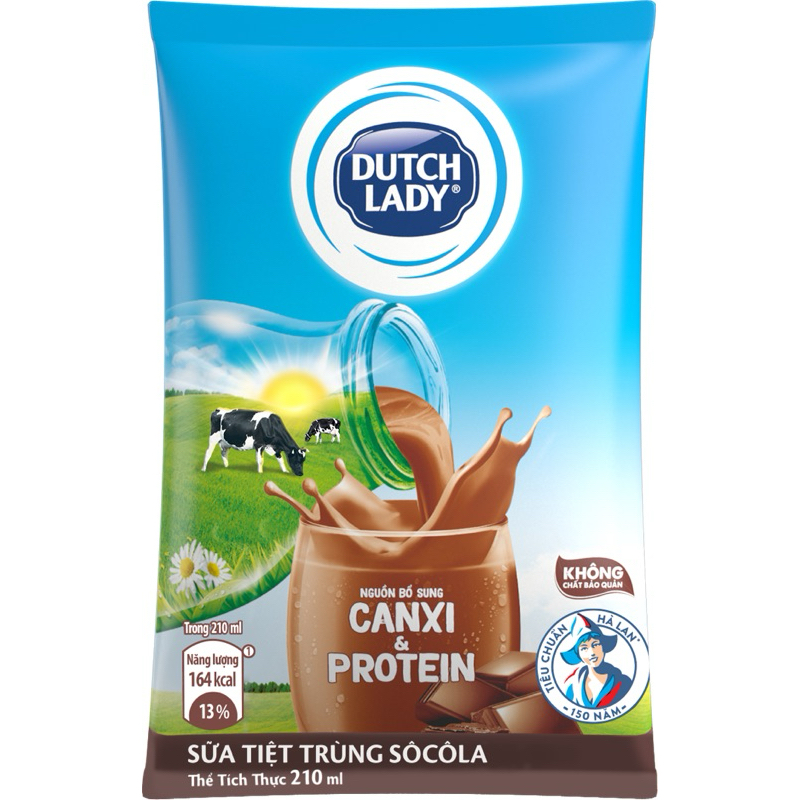 Thùng 24 bịch sữa tươi tiệt trùng ít đường Dutch Lady Canxi & Protein ...