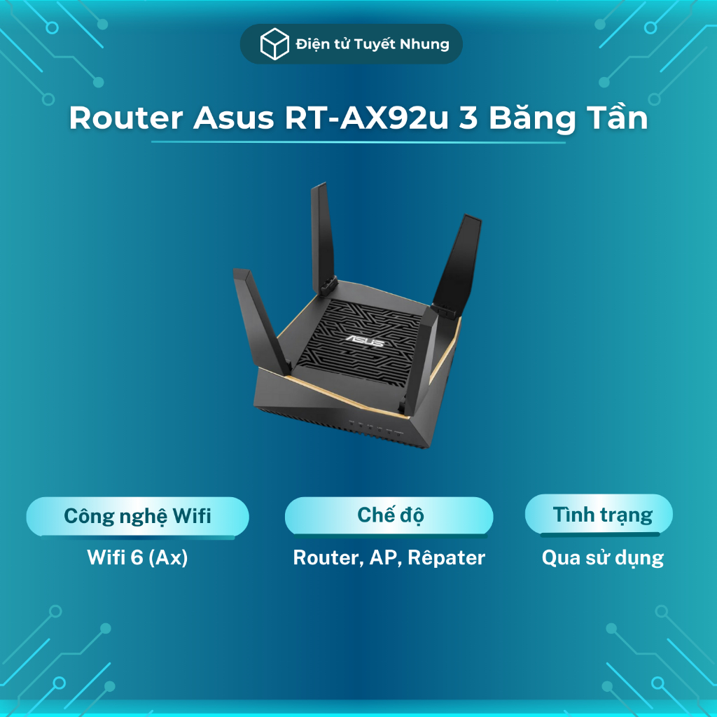 Router Asus RT-AX92u Chuẩn AX6100, 3 Băng Tần, Có Mesh, Qua Sử Dụng ...