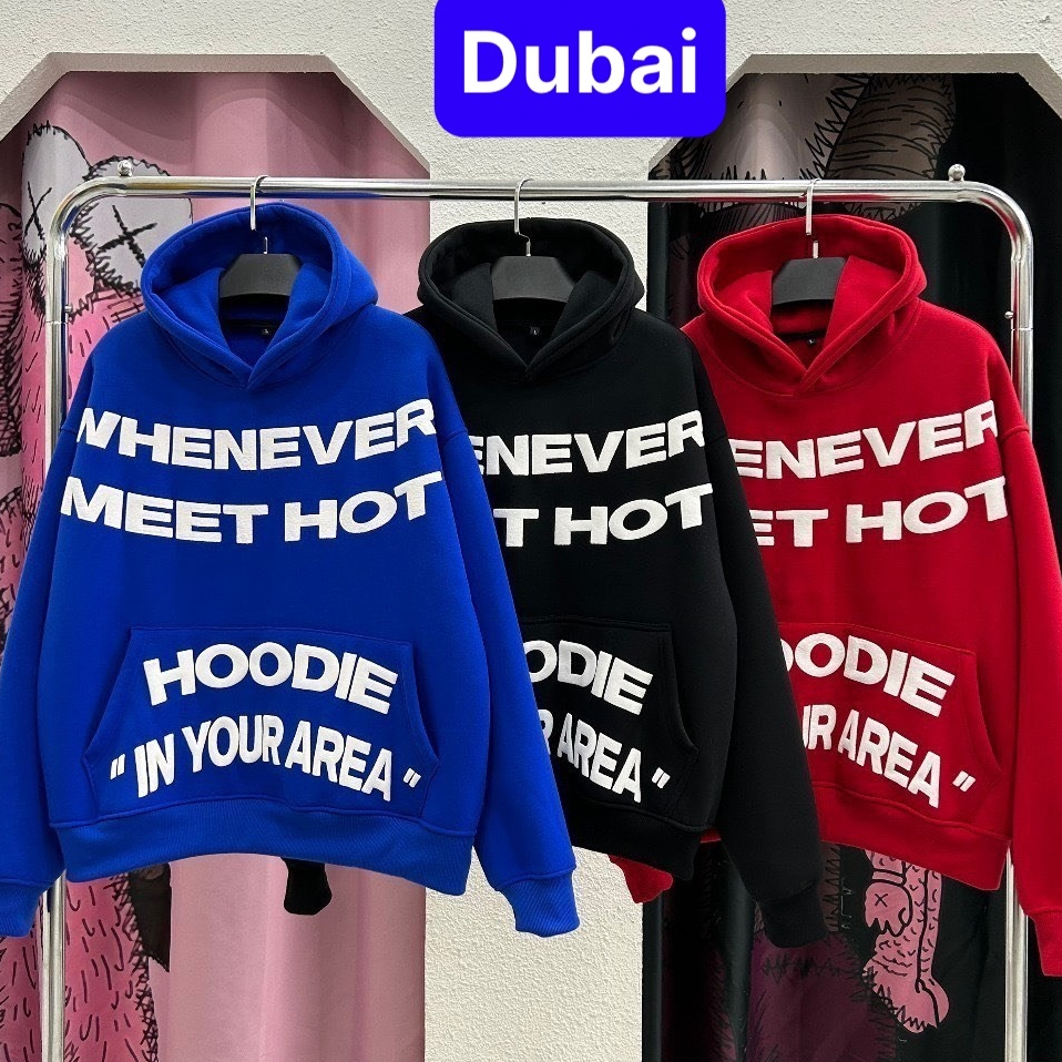 ÁO HOODIE LÓT NHUNG TAY DÀI OVERSIZE IN CHỮ NỔI TRẮNG WHENEVER PHONG ...