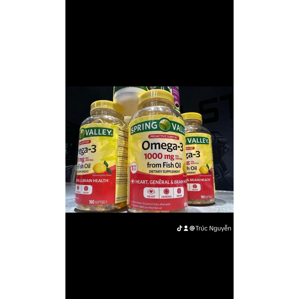 Viên uống Spring Valley Omega-3 Fish Oil 1000 mg 180V (645 EPA/310 DHA ...