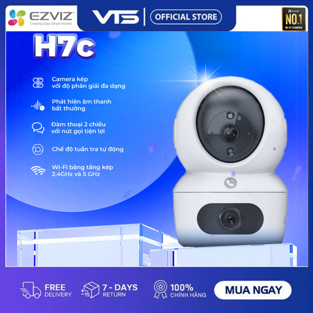 Camera Wifi EZVIZ 2 Mắt H7C 8MP 2K+ (4MP + 4MP) Cao Cấp, Xoay 360 Độ ...