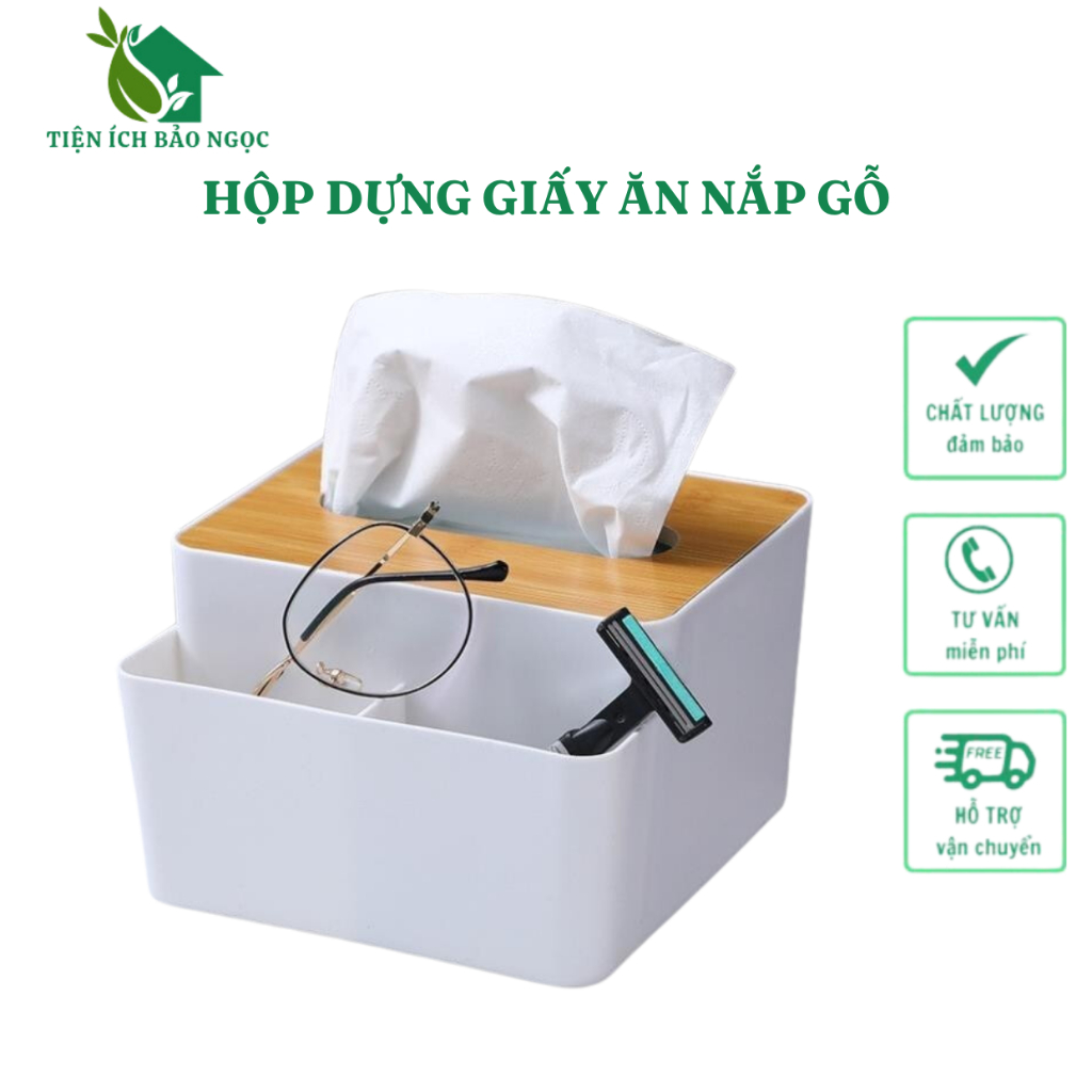 Hộp đựng giấy ăn chữ nhật mặt gỗ TRE cao cấp-BN01 | Shopee Việt Nam