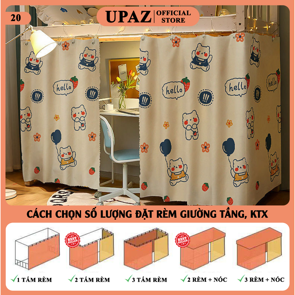 Rèm che ký túc xá, rèm kí túc xá, rèm ktx, rèm giường tầng UPAZ, mẫu ...