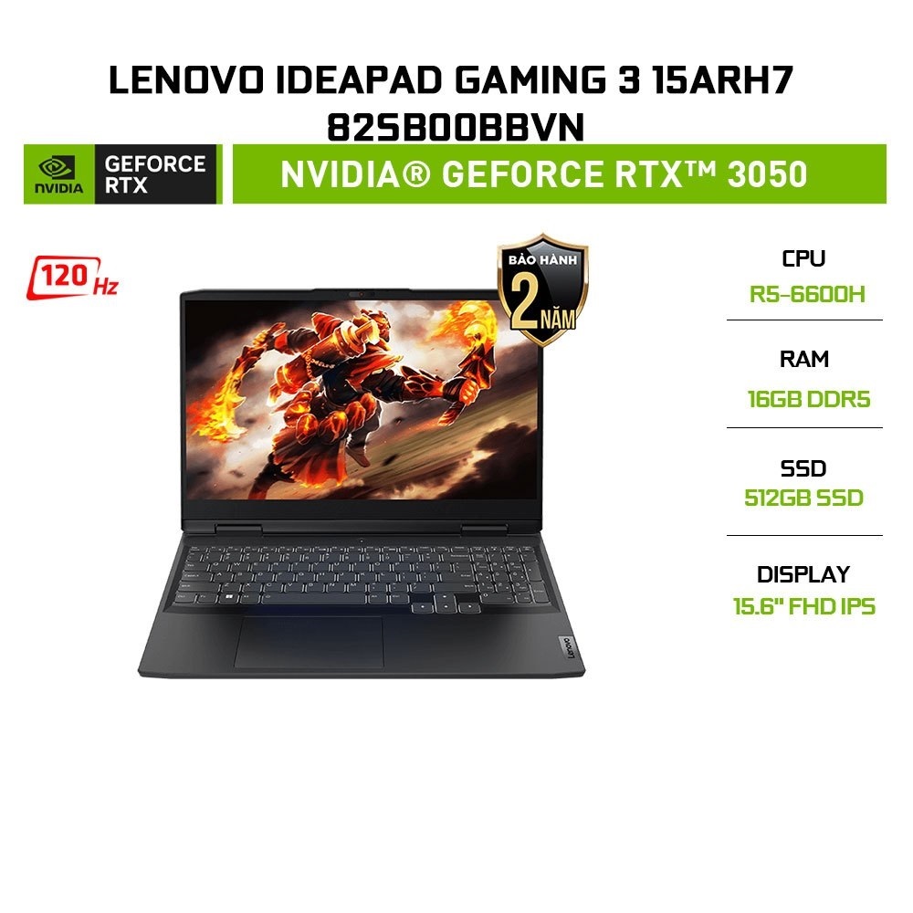 Laptop Lenovo IdeaPad Gaming 3 15ARH7 82SB00BBVN R5-6600H | 16GB | 512GB | RTX™ 3050 4GB ...