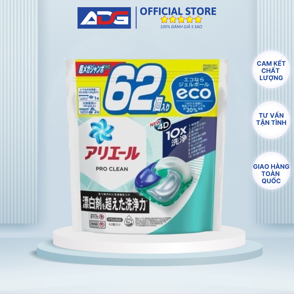 Viên Giặt Xả Siêu Lớn 4D Ariel Gel Ball Pro Clean Super Mega Jumbo (Túi ...