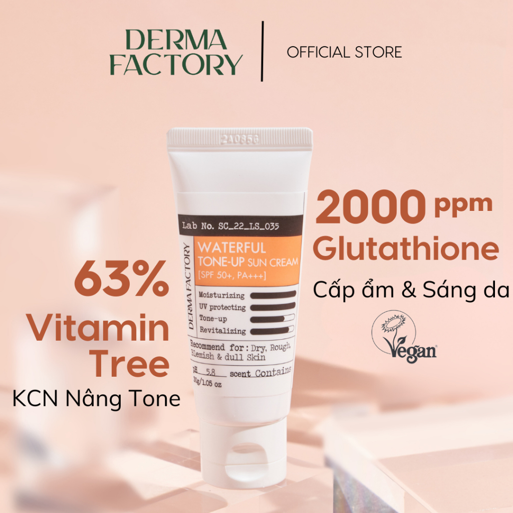 Kem chống nắng cấp ẩm nâng tone Derma Factory Waterful Tone Up Sun ...
