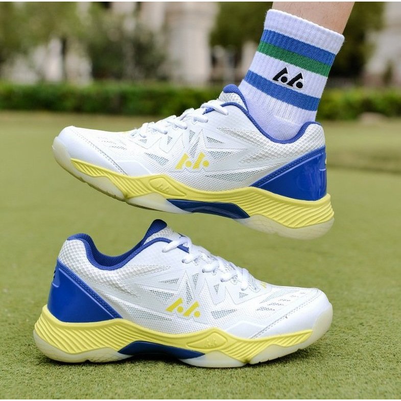 Giày cầu lông, bóng chuyền nam nữ Lefus L028 Trắng vàng | Shopee Việt Nam