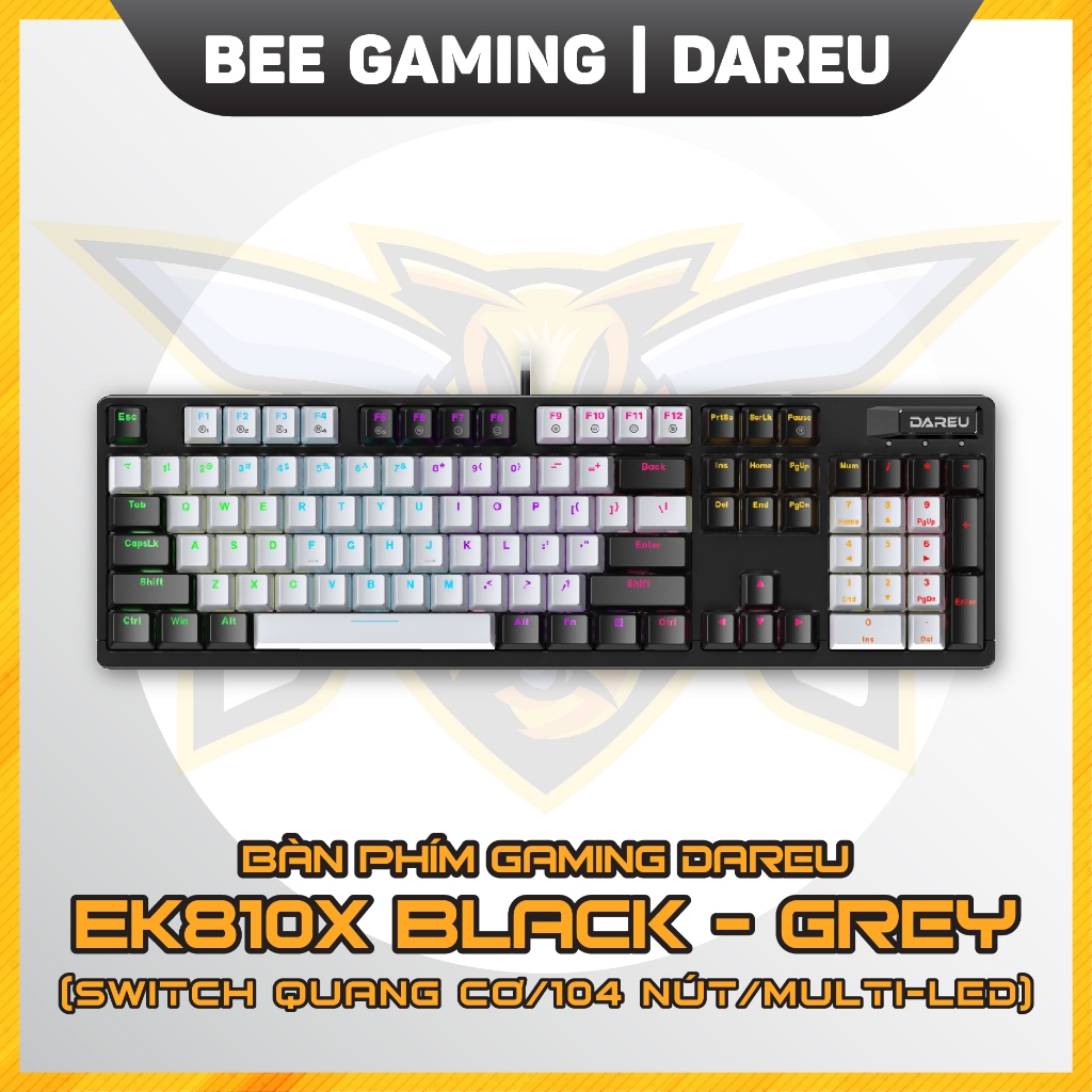 Bàn phím cơ gaming Dareu – EK810X Black Grey (Chống nước / Multi-Led ...