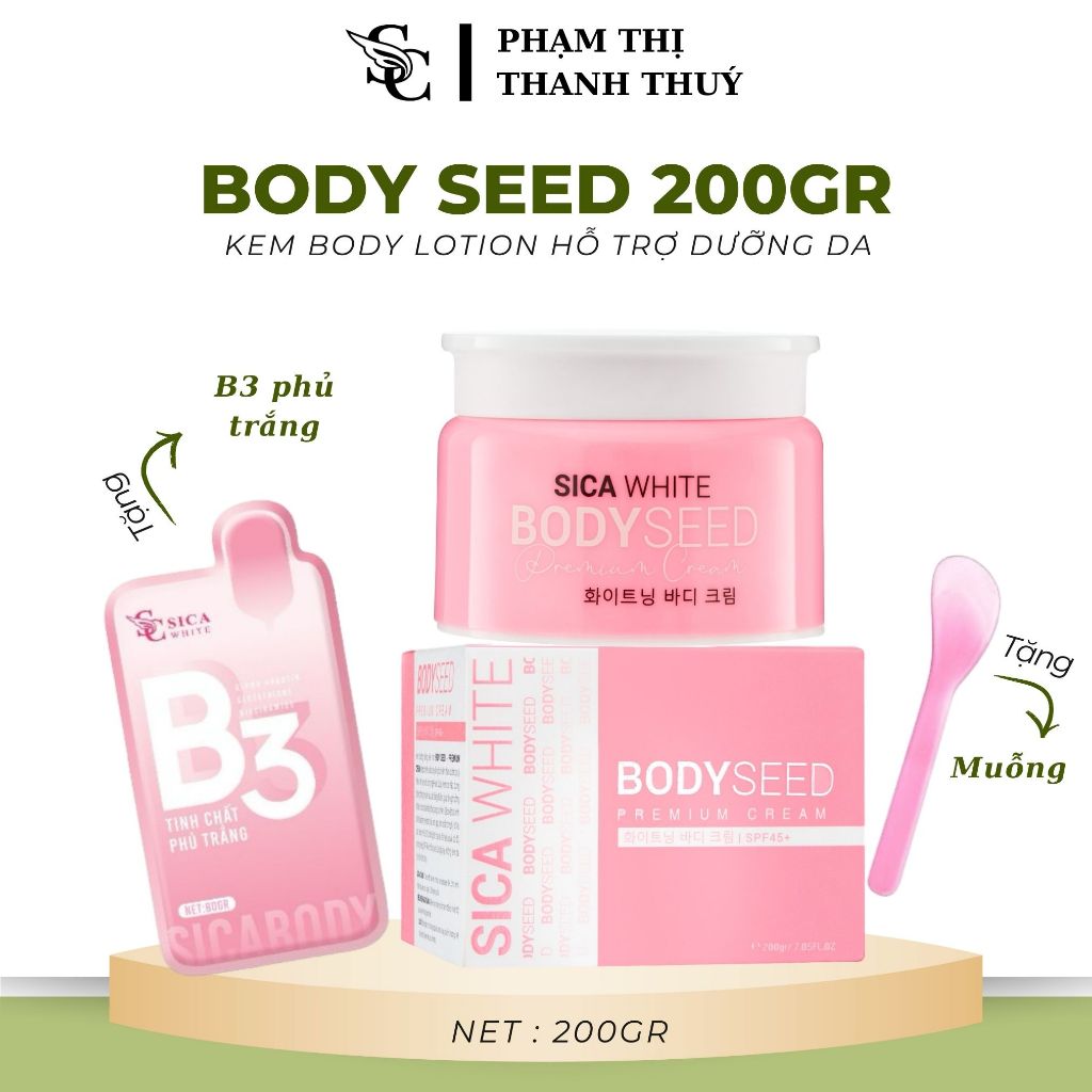 KEM BODY SEED MẦM GẠO SICA WHITE HỖ TRỢ DƯỠNG DA NGÀY & ĐÊM tặng kèm B3 ...